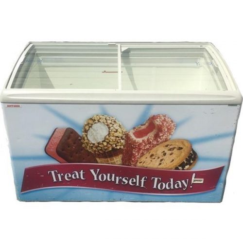 Novelty Freezer with Curved Glass Sliding Top