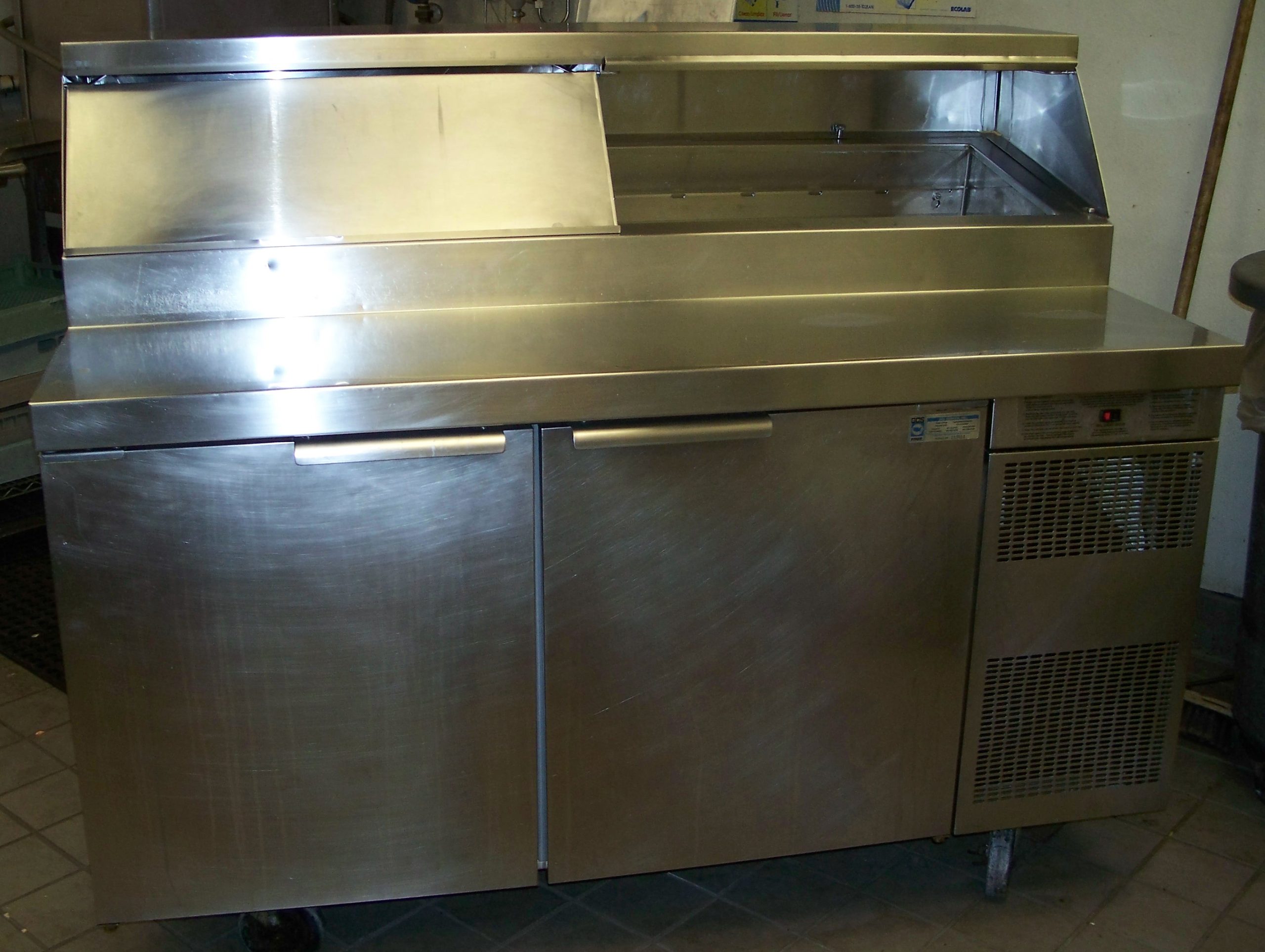 Prep Table, 2 Door Pizza Wrap Rail